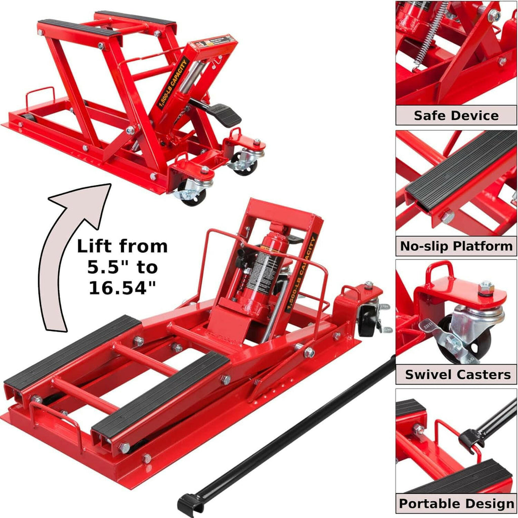 BIG RED Hydraulic Motorcycle Lift Jack, ATV Scissor Lift Jack, Portabl
