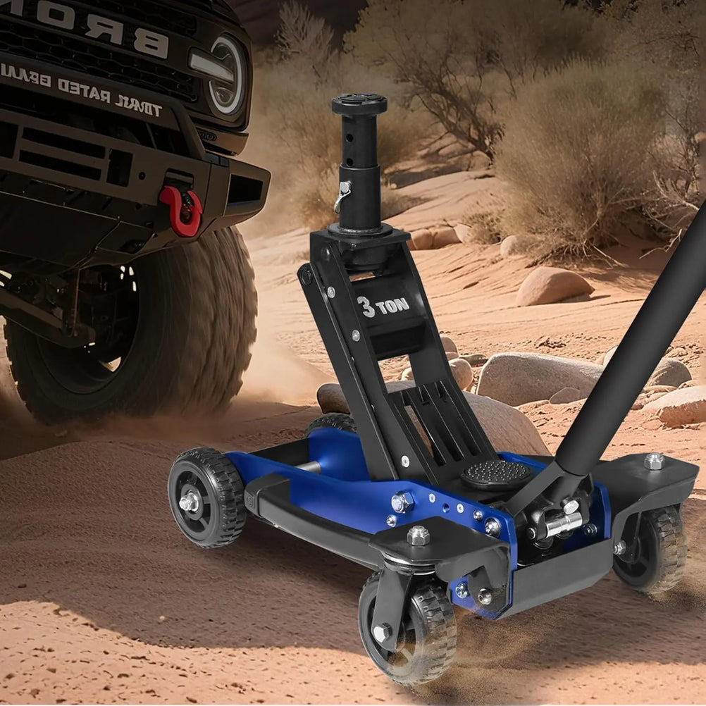 TCE 3 Ton Low Profile Heavy Duty Foldable OFF Road Floor Jack with Dua