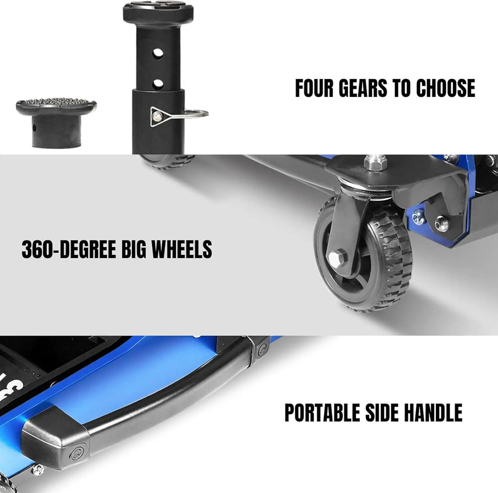 TCE 3 Ton Low Profile Heavy Duty Foldable OFF Road Floor Jack with Dua