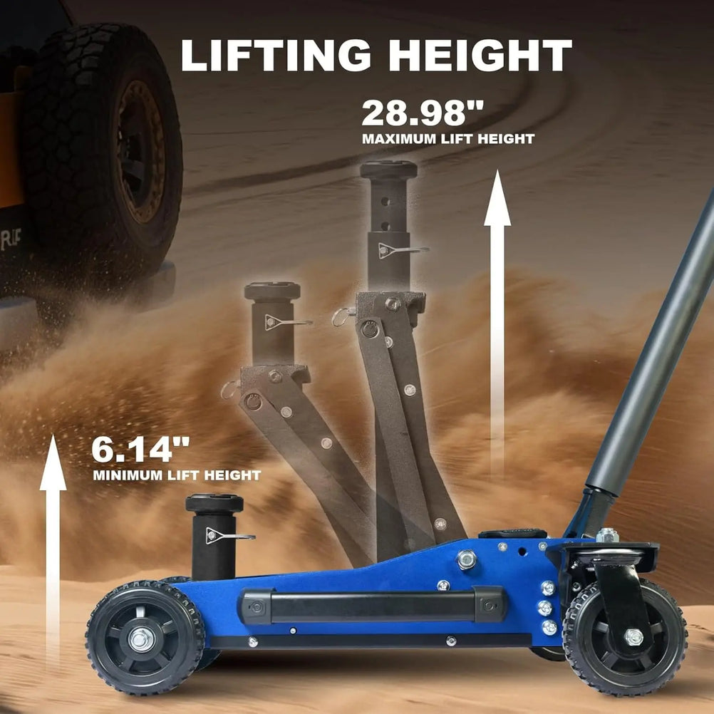 TCE 3 Ton Low Profile Heavy Duty Foldable OFF Road Floor Jack with Dua