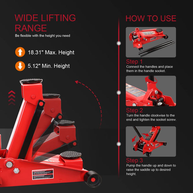 BIG RED 3 Ton Heavy Duty Hydraulic Floor Jack